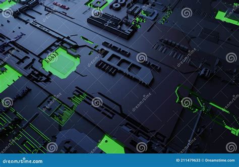 3d Abstract Of Electronic Circuit Board Semiconductor And Motherboard