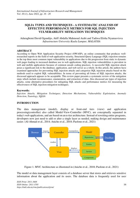 Pdf Sqlia Types And Techniques A Systematic Analysis Of Effective Performance Metrics For Sql
