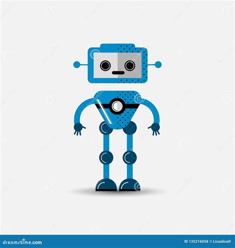 Funny Vector Robot Icon In Flat Style Isolated On Grey Background Cute Flat Vector Illustration