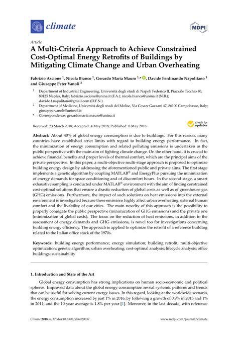 Pdf A Multi Criteria Approach To Achieve Constrained Cost Optimal Energy Retrofits Of