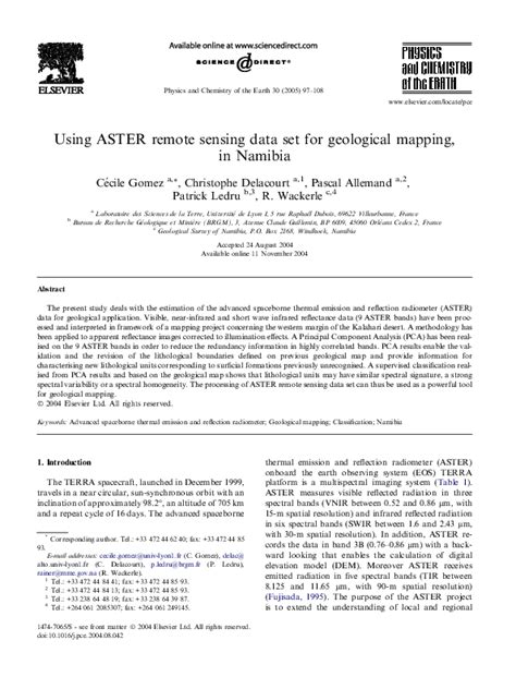 pdf using aster remote sensing data set for geological mapping in