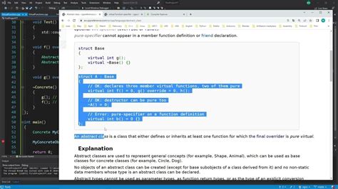 C Beginner Tutorial Basics 266 Abstract Class Pure Virtual Function 1 Youtube