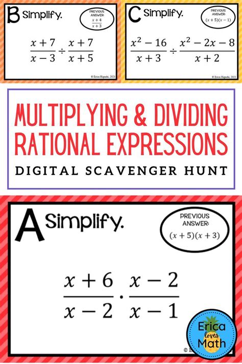 Multiplying And Dividing Rational Expressions Digital Activity Scavenger Hunt Rational