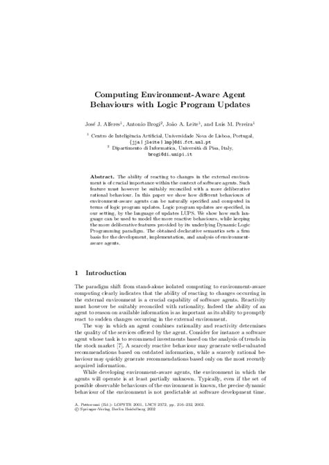 Computing Environment Aware Agent Behaviours With Logic Program Updates