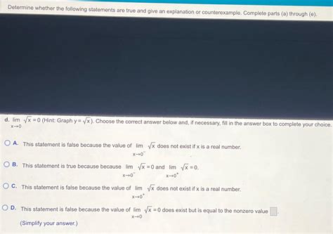 Solved Determine Whether The Following Statements Are True Chegg
