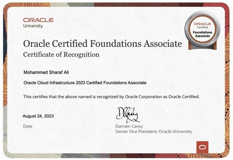 Mohammad Sharaf Ali On Linkedin Oracle Certification Cloudfoundations Oci Professionalgrowth…