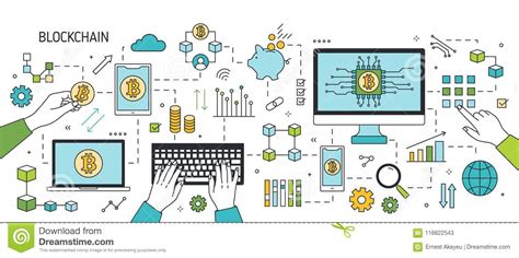 blockchain distributed ledger technology illustration cartoondealer