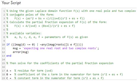 Solved Write A Script To Perform The Partial Fraction