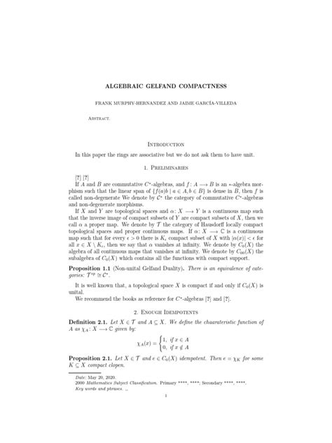 Gelfand Compactness Pdf General Topology Space
