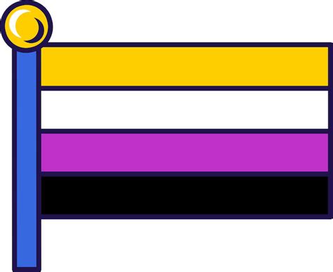 Premium Vector Outline Flagpole Flag Non Binary Pride