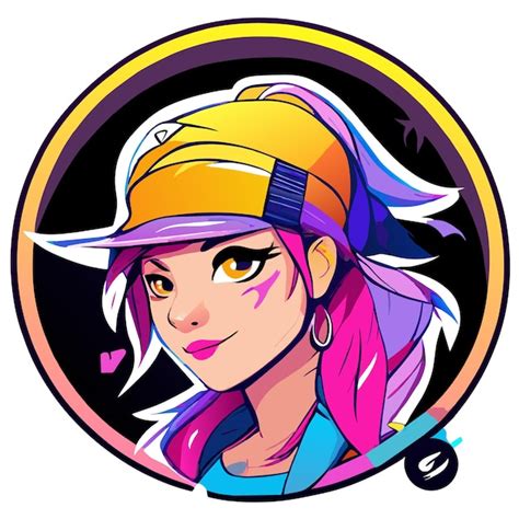 Cute Twitch Gamer Girl Hand Drawn Flat Stylish Cartoon Sticker Icon