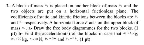 Solved 2 A Block Of Mass M1 Is Placed On Another Block Of Chegg Com