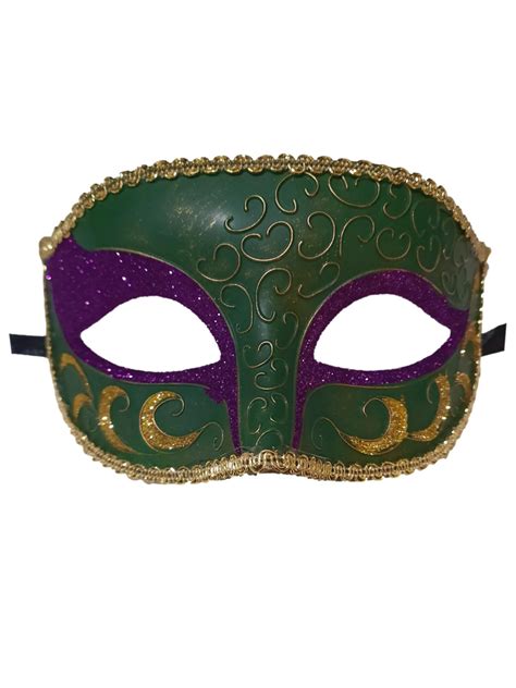 Green Gold Purple Venetian Men Elegant Masquerade Mardi Gras Mask