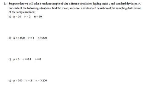 solved 1 suppose that we will take a random sample of size