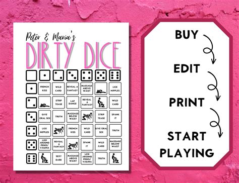 Editable Sex Dice Personalized Dirty Dice Kinky Games Template