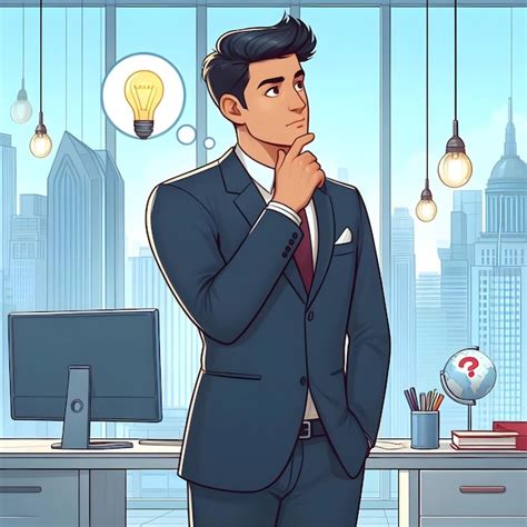 Premium Photo A Cartoon Of A Man In A Suit And Tie Looking At A Computer Screen