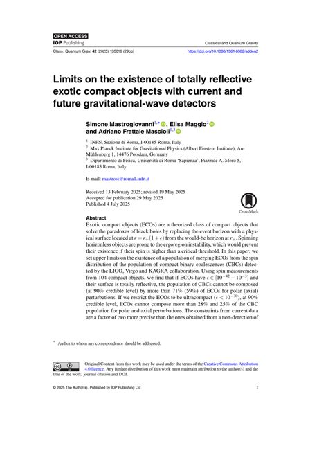 Pdf Limits On The Existence Of Totally Reflective Exotic Compact Objects With Current And