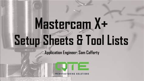 Mastercam X Setup Sheets And Tool Lists Youtube