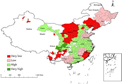 Regional Values Of EDUC Classified Into Four Quartiles Very Low To