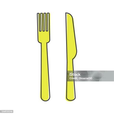 포크 및 나이프 벡터 아이콘 기호는 흰색 고립 된 배경에 만화 스타일을 먹는다 개체 그룹에 대한 스톡 벡터 아트 및 기타 이미지 개체 그룹 검은색 그릇 Istock