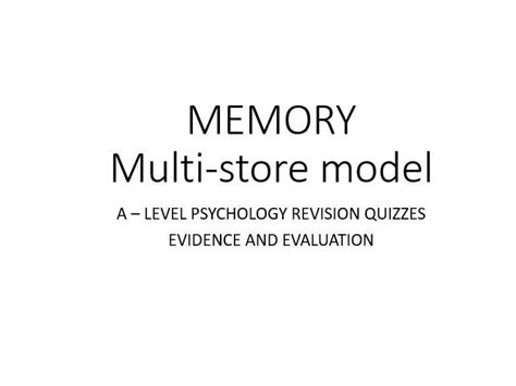 Psychology Memory Multi Store Model QUIZ 3 3 Teaching Resources
