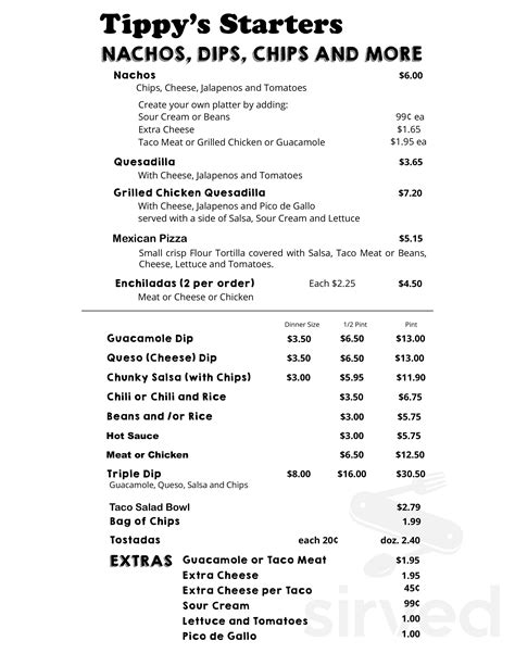Tippys Taco House Menu In Fairfax Virginia Usa