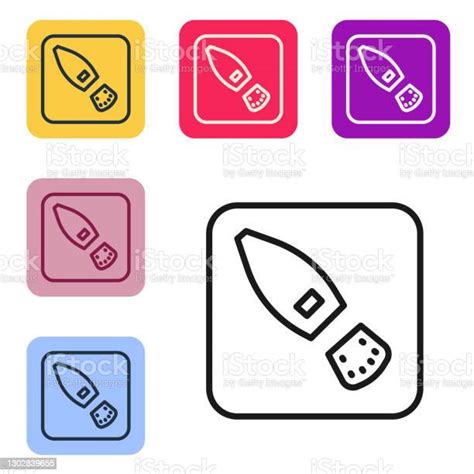 검은 색 라인 휴먼 발자국 신발 아이콘 흰색 배경에 격리 신발 밑창 색상 정사각형 단추로 아이콘을 설정합니다 벡터 건강관리와 의술에 대한 스톡 벡터 아트 및 기타 이미지