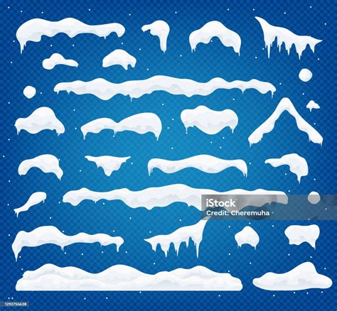 눈 벡터 캡 떨어지는 눈송이 얼음 고드름 눈표류 지붕 굴뚝 눈덩이 3차원 형태에 대한 스톡 벡터 아트 및 기타 이미지 3차원 형태 개체 그룹 겨울 Istock