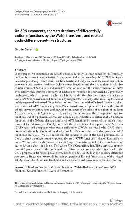 On Apn Exponents Characterizations Of Differentially Uniform Functions By The Walsh Transform