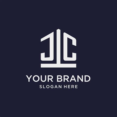 Jc Initial Monogram Logo Design With Pentagon Shape Style 12736540