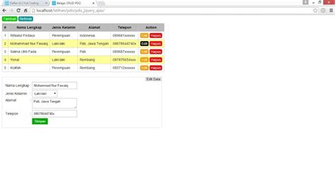 Membuat Edit Dan Hapus Data Dengan Php Pdo Jquery Ajax 2 Youtube