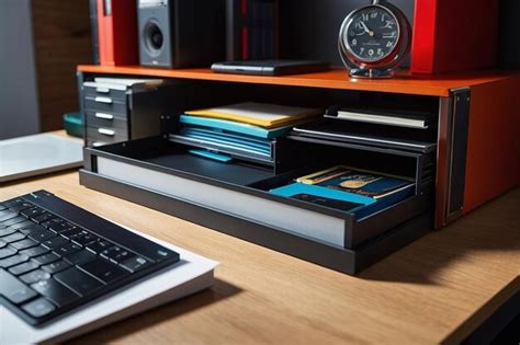 Desk With A Desktop File Storage Tray Premium Ai Generated Image