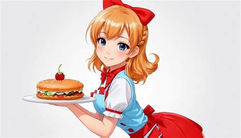 Premium Photo Artistic Anime Picture Of A Young Girl Waitress