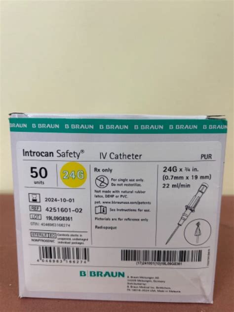 New B Braun 4251601 02 Introcan Safety Iv Catheter 24g X 3 4 In 22 Ml