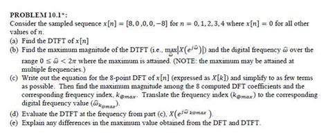 solved problem 10 1 consider the sampled sequence x[n]