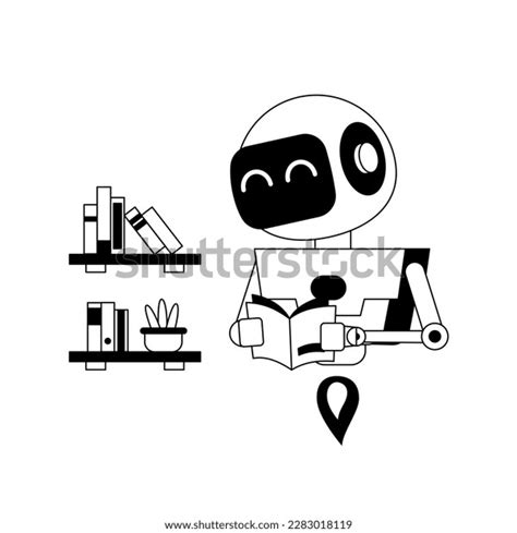 Robot Reading Book Library Machine Learning Stock Vector Royalty Free