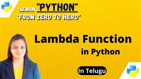 Lambda Function In Python Telugu Explanation Youtube