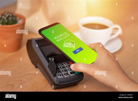 Cashless Society Customer Paying Bill Through Smartphone Using NFC