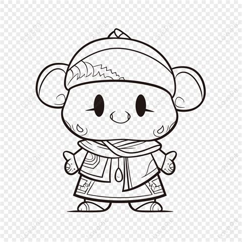 귀여운 코끼리 캐릭터 개요 스케치 드로잉의 색칠 페이지 벡터 인간의 몸 두꺼운 선 PNG 일러스트 무료 다운로드 Lovepik