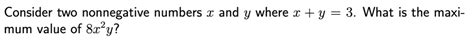 solved consider two nonnegative numbers x and y where x y 3