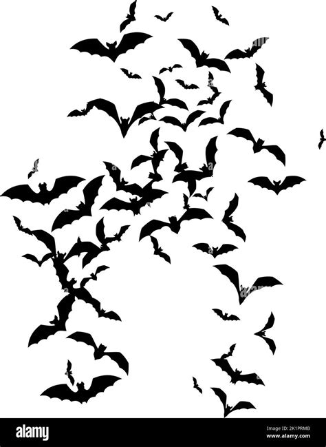 Bat Swarm Flying Bat Silhouette Halloween Decoration Element Stock Vector Image And Art Alamy