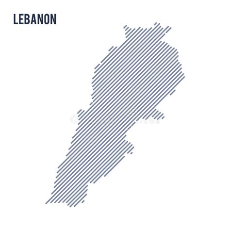 Vector Abstract Hatched Map Of Lebanon With Oblique Lines Isolated On A White Background Stock