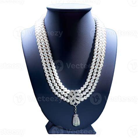 Ai Generated Pearl Perfection White Pearl Necklace Showcased In