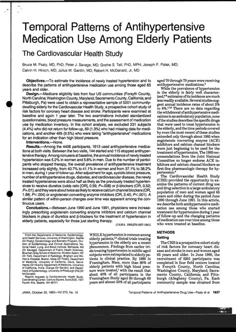 Pdf Temporal Patterns Of Antihypertensive Medication Use Among Elderly Patients The