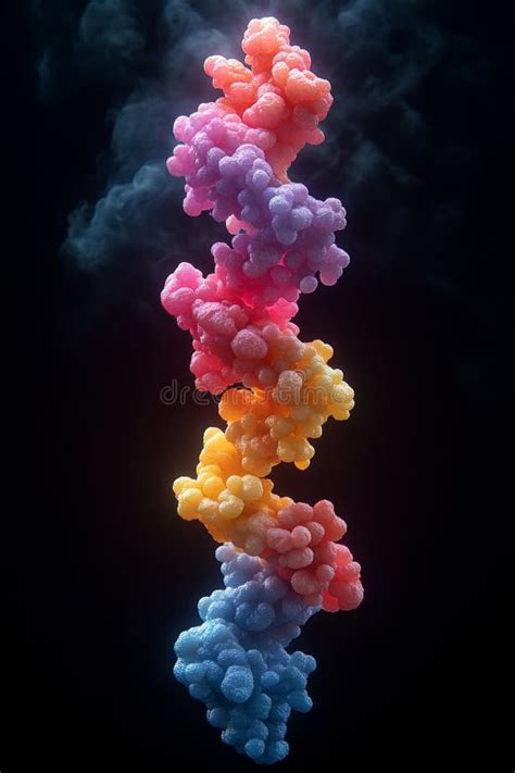 A Striking Representation Of A Dna Molecule Displays A Spiral Of Vibrant Colors Highlighting