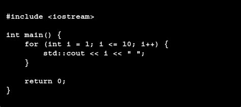 C Program Print Numbers 1 To 10