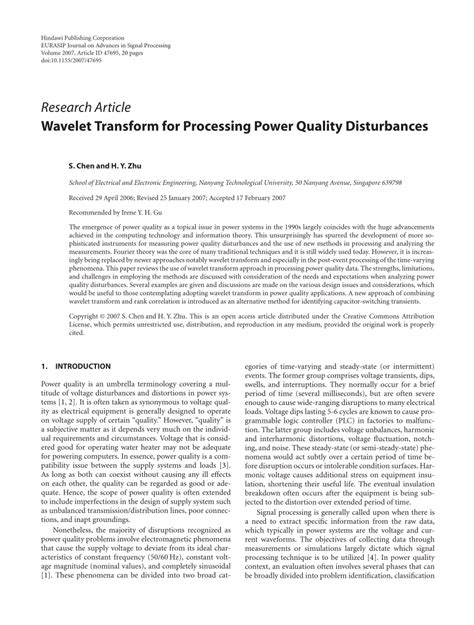 Pdf Wavelet Transform For Processing Power Quality Disturbances