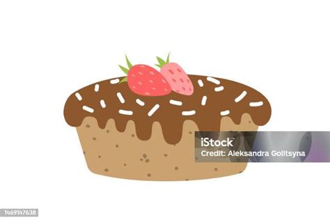 초콜릿 유약 뿌리 딸기와 케이크 파이 플랫 만화 절연 공휴일에 대한 스톡 벡터 아트 및 기타 이미지 공휴일 달콤한 음식 딸기 Istock