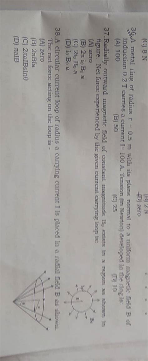 A Circular Current Loop Of Radius A Carrying Current I Is Placed In A Rad