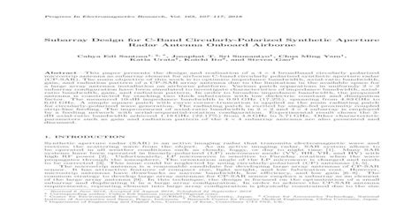 pdf subarray design for c band circularly polarized synthetic